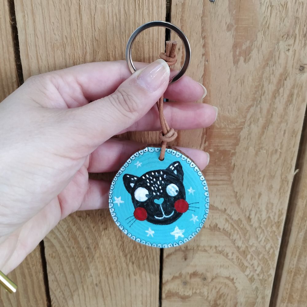 Cat Constellation Wooden Keychain - Desfigura
